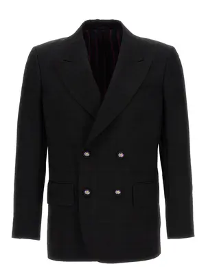 Etro Check Double-breasted Blazer - Black