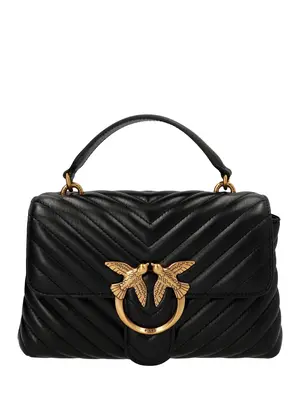 Pinko Big Lady Love Bag Puff Chevron Handbag - Black