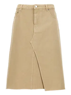 Tory Burch Deconstructed Midi Skirt - Beige