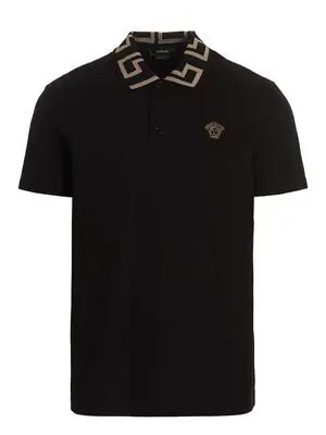 Versace Greca' Polo Shirt - Black