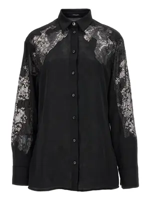 Versace Satin Lace Shirt - Black