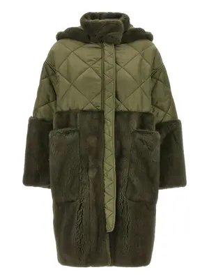 BLANCHA Nylon Diamond-visone' Long Down Jacket - Green