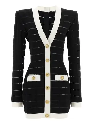 Balmain Two-tone Knit Dress - White/black