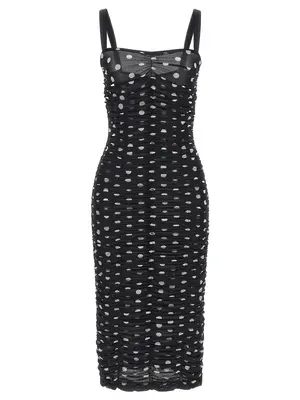 Dolce & Gabbana Mambo Polka Dot Tulle Pencil Dress - White/black