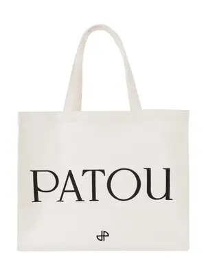Patou Large Cotton Canvas Tote Bag - White