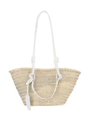 FILIPPO CATARZI Straw Tote With Logo - Beige