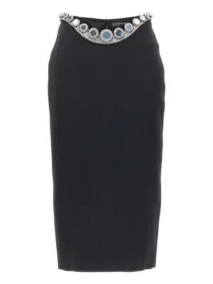 David Koma Cashmere Circle Embroidery Skirt - Black