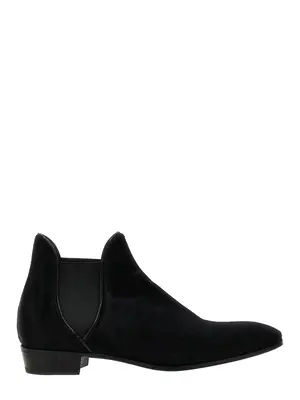 LIDFORT Calf Hair Ankle Boots - Black