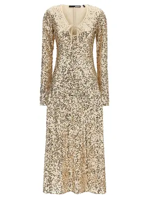 Remain Birger Christensen Sequined Midi Dress - Gold