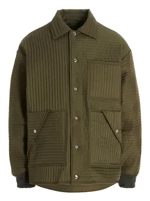 Khrisjoy Chore Quilted Stripes Down Jacket - Green