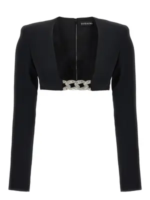David Koma 3d Crystal Chain Top - Black