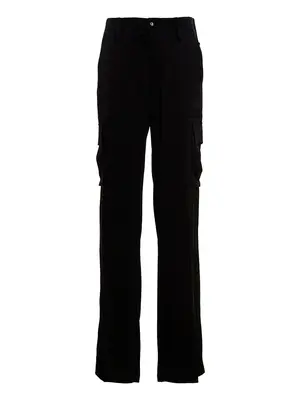 David Koma Satin Cargo Trousers - Black