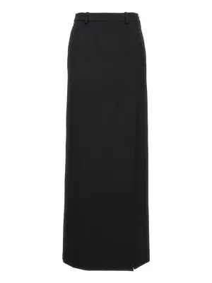 Balenciaga Long Wool Skirt - Black
