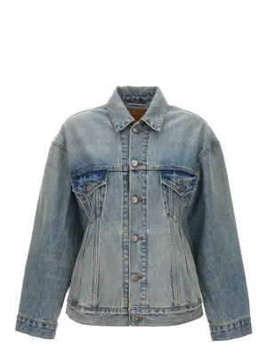 Balenciaga Hourglass Denim Jacket - Light Blue