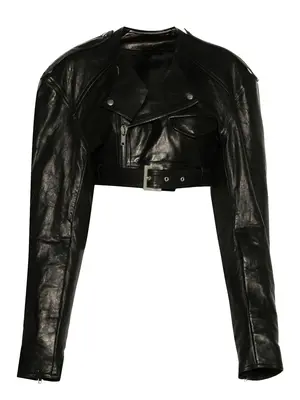 RICK OWENS Rick Owens Collarless Cropped Biker Jacket