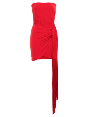 NISSA Fringed-sash Mini Dress - Red