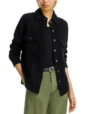 Aqua 100% Cashmere Button Down Shirt Black