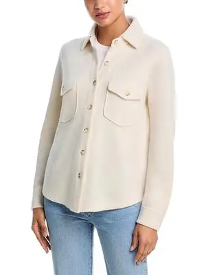 Aqua 100% Cashmere Button Down Shirt Ivory
