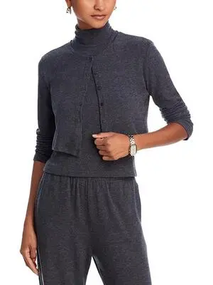 LESET Lauren Crewneck Cardigan Charcoal