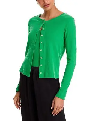 LESET Pointelle Crewneck Cardigan Vert