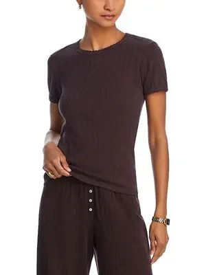 LESET Pointelle Tee - Chocolate