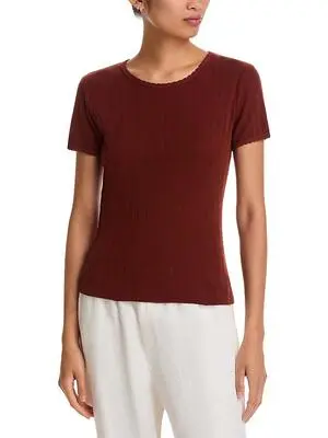 LESET Pointelle Tee Cinnamon