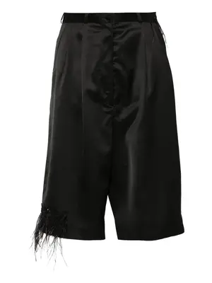ALMAZ Feather-embellished Tailored Shorts - Black