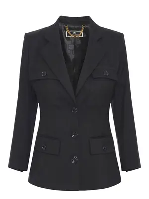 Elisabetta Franchi Single-breasted Crepe Blazer - Black