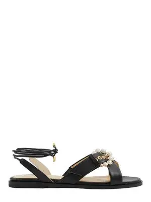 CAMILLA ELPHICK Ava Raffia Sandals - Black