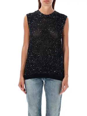 GOLDEN GOOSE Knit Tank Top Sequin Back