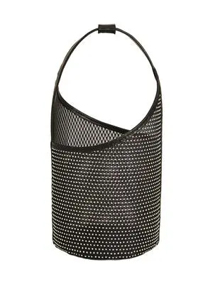 REFORMATION Small Sparkle Mesh Silvana Bucket Bag - Black
