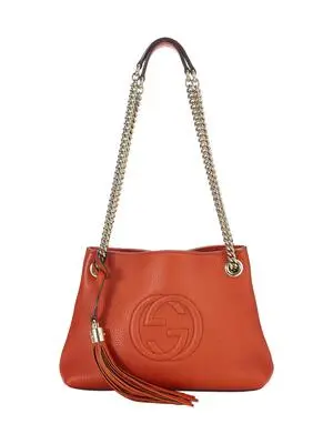 Gucci Leather Soho Chain Tote - Orange