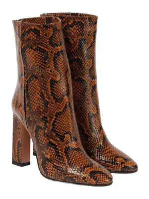 AQUAZZURA Joplin 105 Printed Leather Bootie - Brown