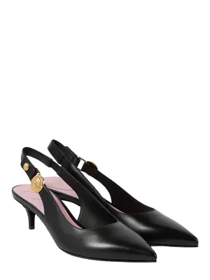 Balmain Medusa '95 Leather Slingback Pumps - Black