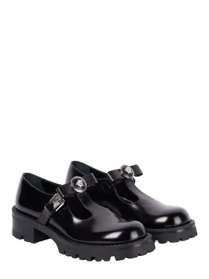 Versace Ribbon Leather Flats - Black