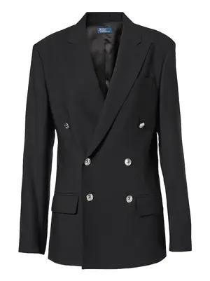 Ralph Lauren Double-breasted Wool-blend Blazer - Black