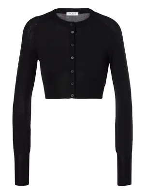 Alaïa Cropped Wool-blend Cardigan - Black