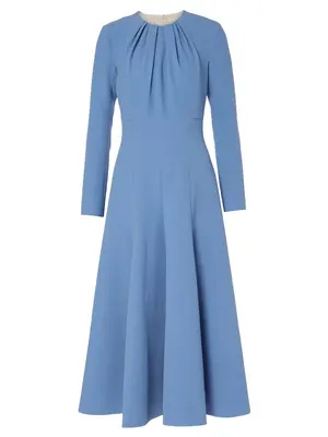 EMILIA WICKSTEAD Belgium Pleated Midi Dress - Blue