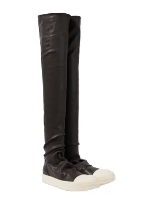 Rick Owens Knee-high Leather Sneakers - Grey