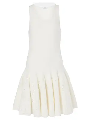Alaïa Skater Cotton Lace Minidress - White