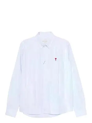 AMI Paris De Coeur Striped Oxford Shirt - Blue