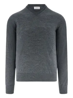 FERRAGAMO V-neck Wool Sweater - Grey