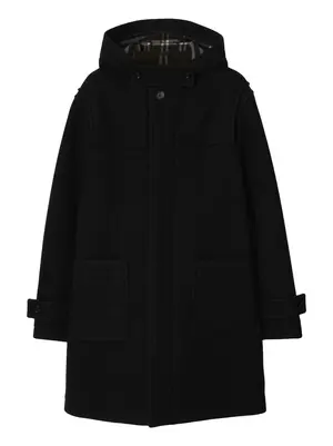 Burberry Hooded Wool Coat - Black