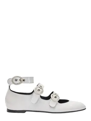SCAROSSO Linda Ii Leather Ballerina Shoes - White