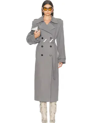 Attico Cotton Trench Coat - Grey