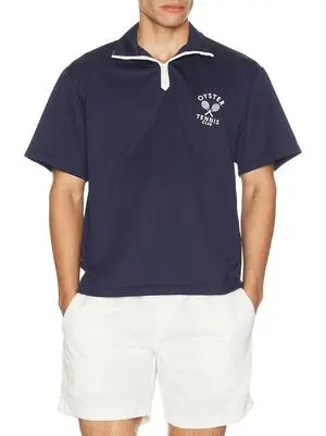OYSTER Otc On Court / Off Court Polo In Dark Green - Navy
