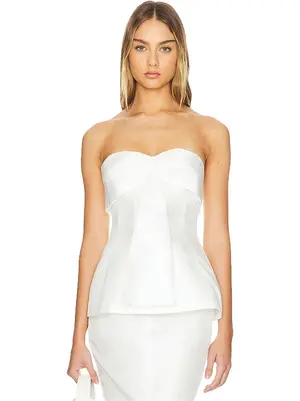 NICHOLAS Coraline Strapless Fan Pleat Top - Ivory