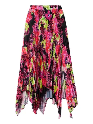 Versace Pleated Printed Skirt - Black
