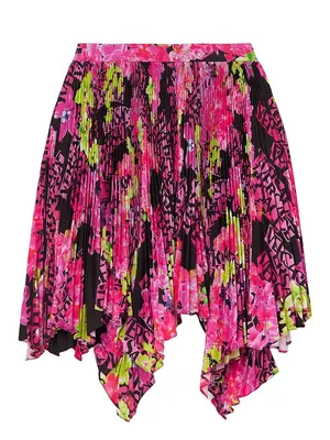 Versace Versace Asymmetric Printed Mini Skirt Fuchsia