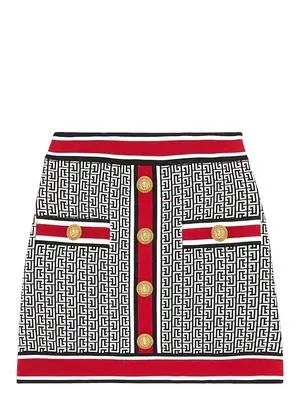 BALMAIN Button-Embellished Jacquard-Knit Mini Skirt
